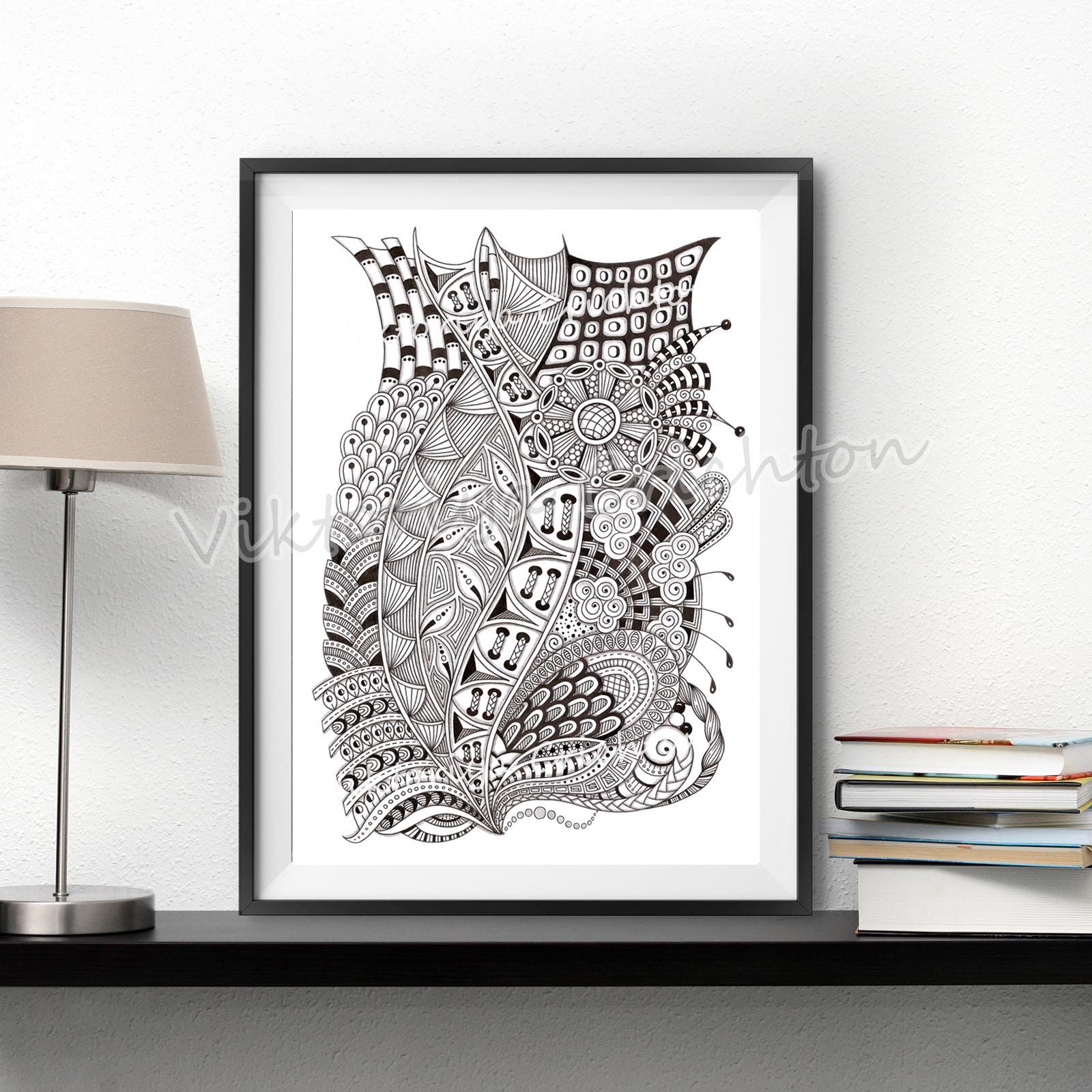 Zentangle Art 3. Original Zenart Graphic Handmade. Digital Prints Wall ...