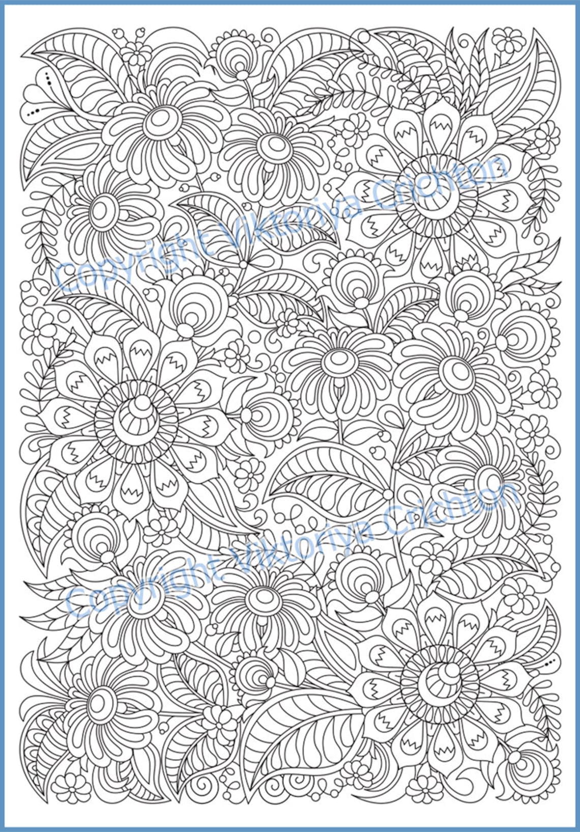 Сoloring Page 45 Doodle Flowers Printable Zen Doodle PDF and - Etsy