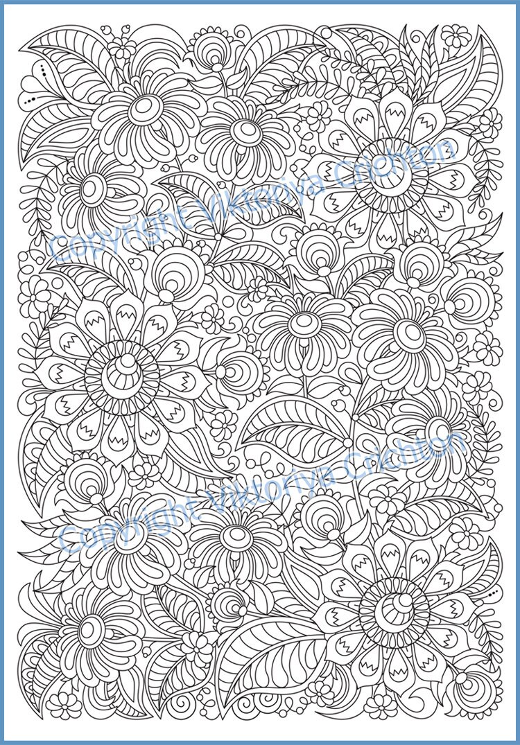 Сoloring Page 45 Doodle Flowers Printable Zen Doodle PDF and - Etsy