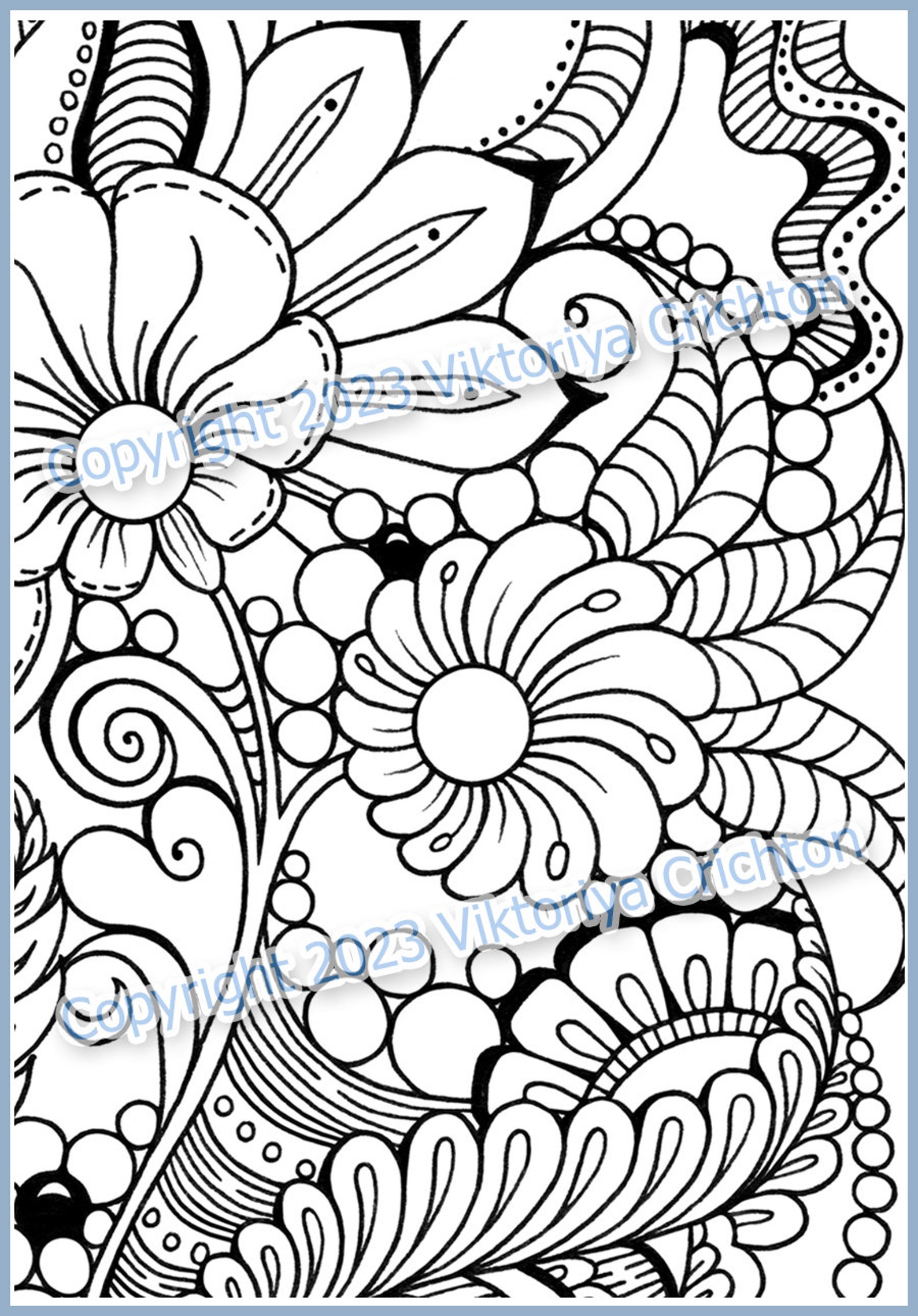 Coloring Page 89 Zendoodle Flowers for Adults, Zentangle Graphic ...