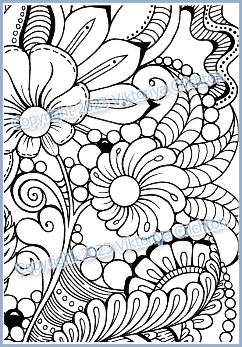 Coloring Page 89 Zendoodle Flowers for Adults, Zentangle Graphic ...