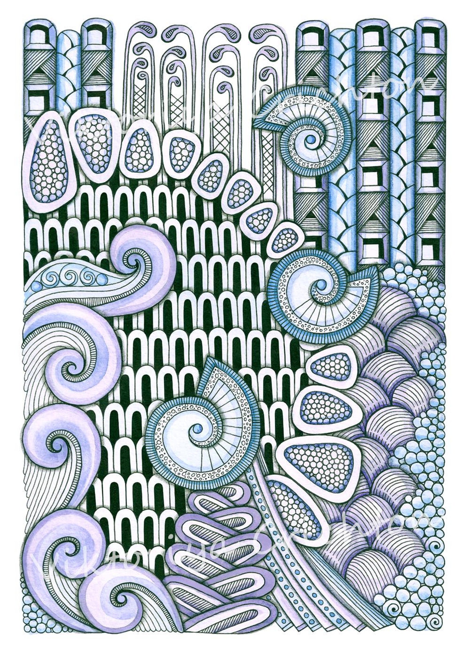 Zentangle Art Style - Three Seashells. Abstract Modern Handmade Drawing ...