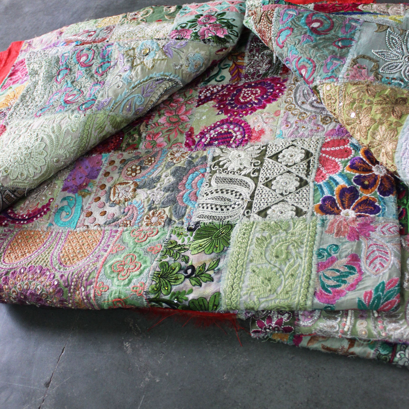 Green Boho Indian Fabric by the yard Patchwork Fabric Bohemian | Etsy