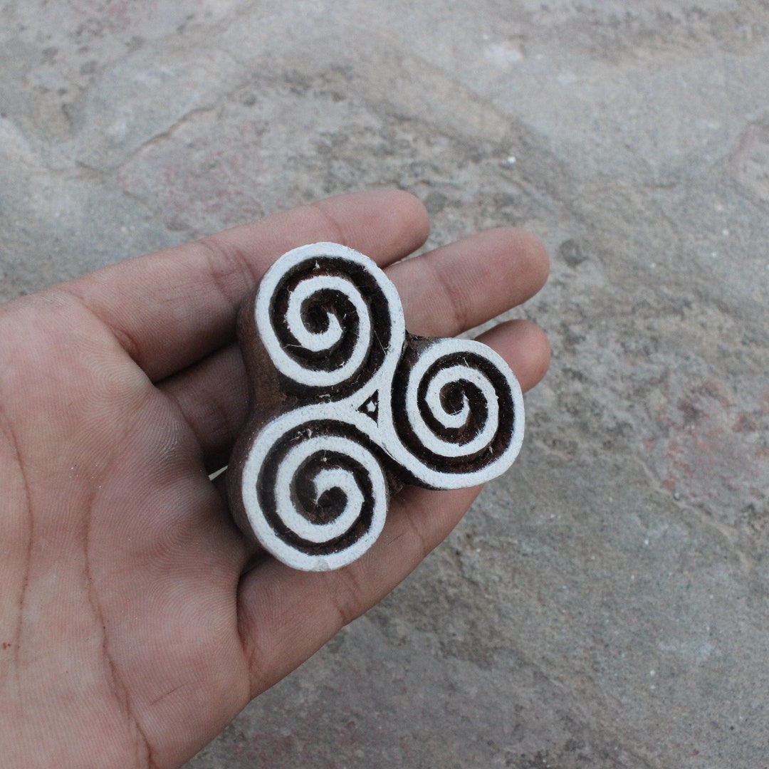 Celtic Block Print Stamp Indian Wood Block Stamp Spiral Block Print ...