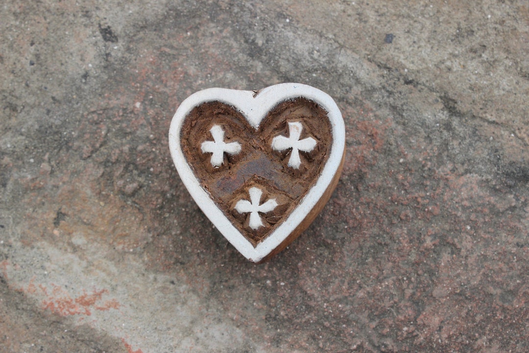 Heart Fabric Block Print Stamp Love Block Print Stamp Hand Carved Block ...