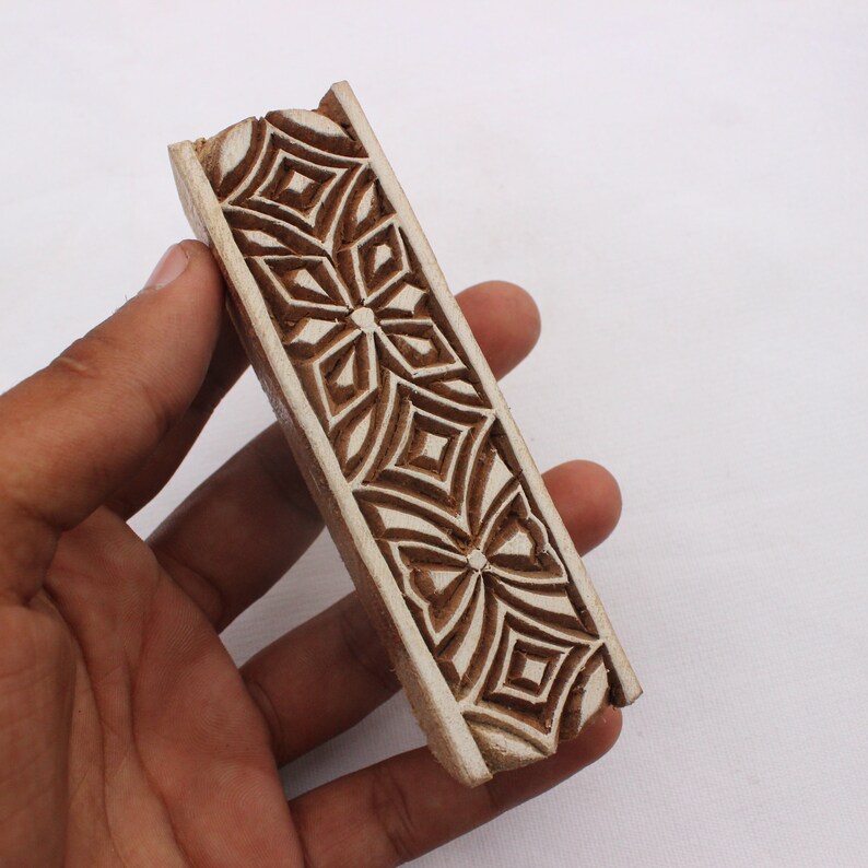 Floral Border Fabric Stamp Hand Carved Block Print Stamp Ethnic Border ...