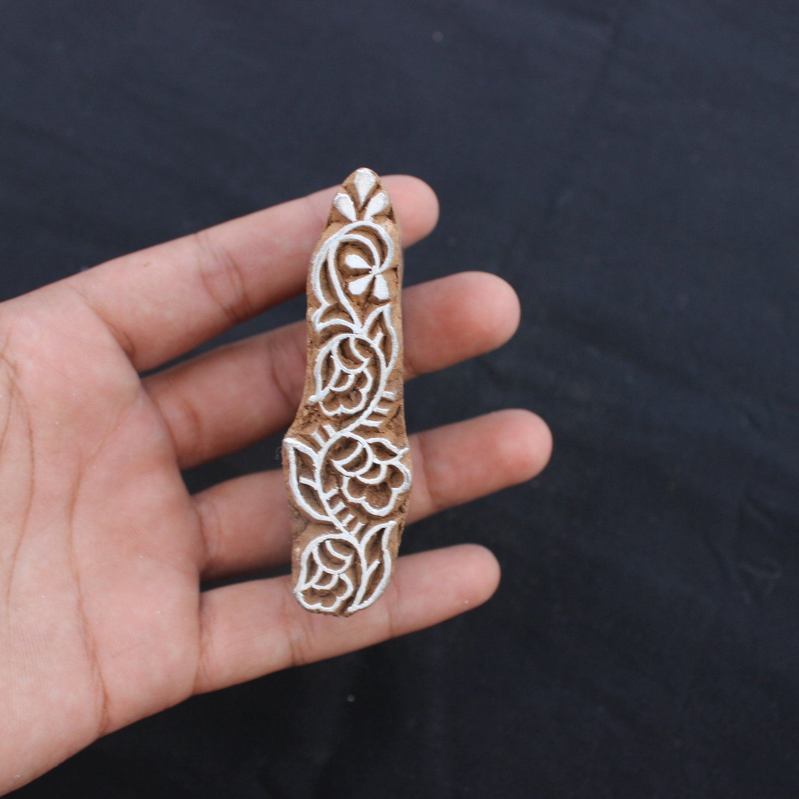 Finger Border Stamp Hand Carved Wood Block Stamp Floral Border - Etsy