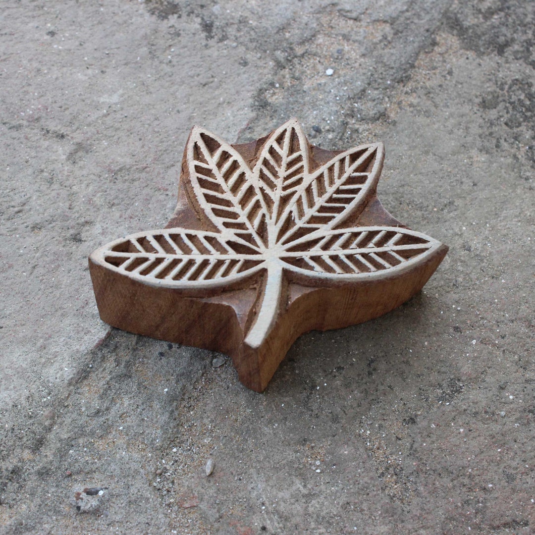 Leaves Block Print Stamp Hand Carved Wood Block Stamp Tree Fabric Stamp ...