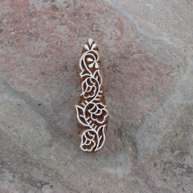 Finger Border Stamp Hand Carved Wood Block Stamp Floral Border - Etsy