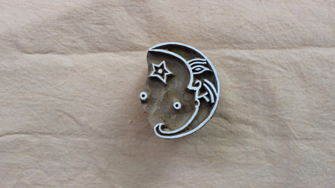Moon Block Print Stamp Indian Block Print Stamp Star Fabric Print Stamp ...