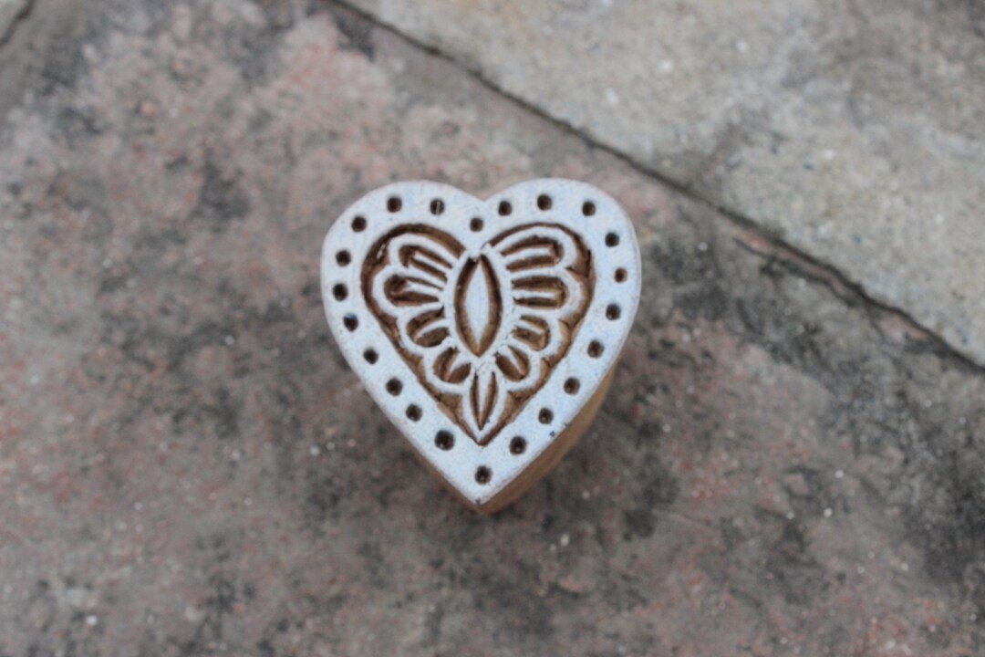 Heart Block Print Stamp Love Stamp Hand Carved Wooden Stamp Indian ...