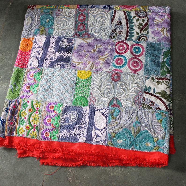 Grey Gypsy Indian Fabric by the Yard Boho Fabric Embroidered Indian ...