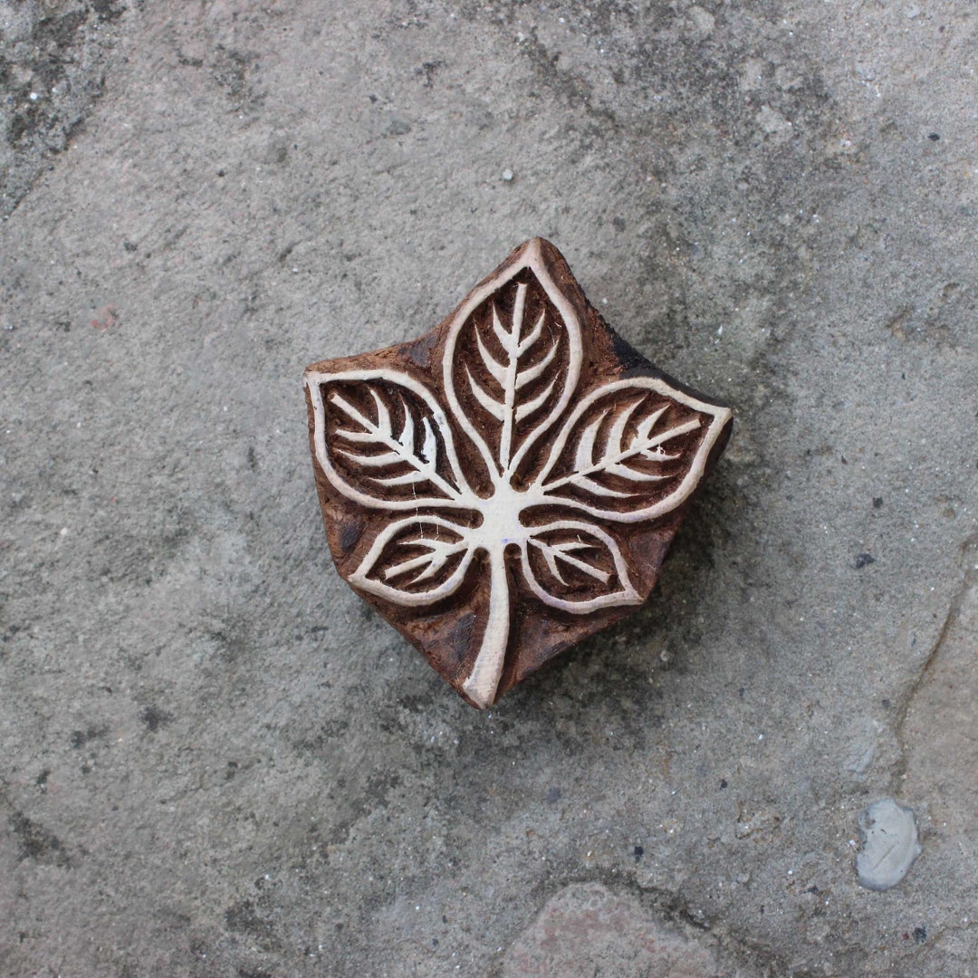 Leaves Block Print Stamp Hand Carved Block Print Stamp Petals Fabric ...