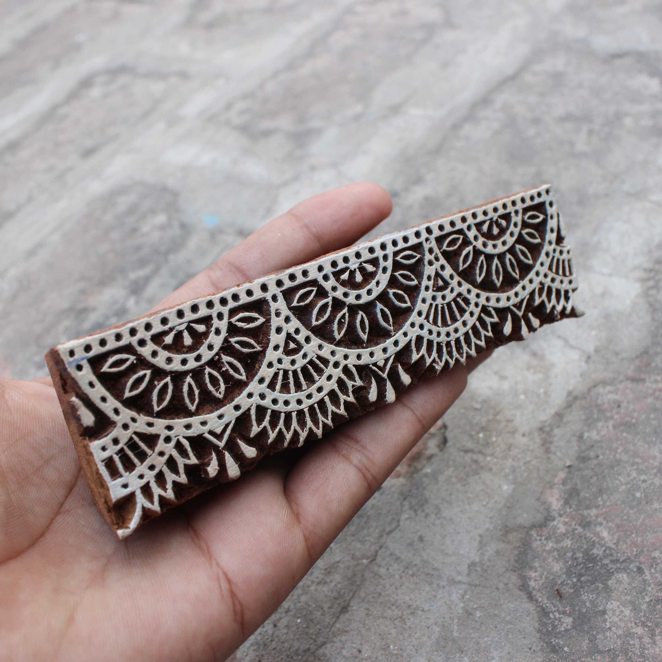 Stamps & Seals Henna Wood Block Print Stamp Carve Block Fabric Stamp ...