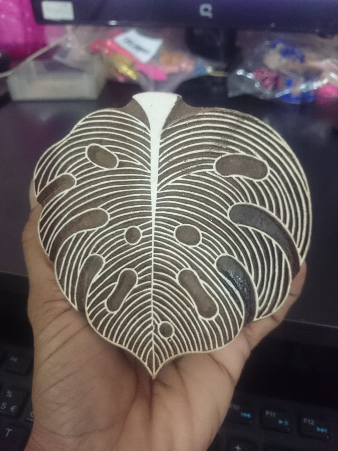 Monstera Leaf Block Print Stamp Swiss Plant Soap Stamp Pottery Block Art Decor Hand Carved Stamp ...