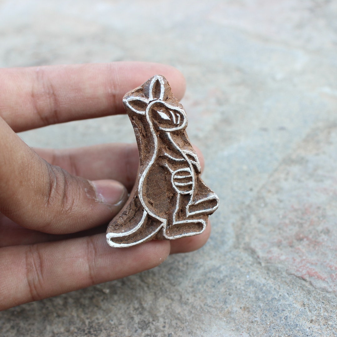 Kangaroo Block Print Stamp Hand Carved Wood Block Stamp Animal Fabric ...