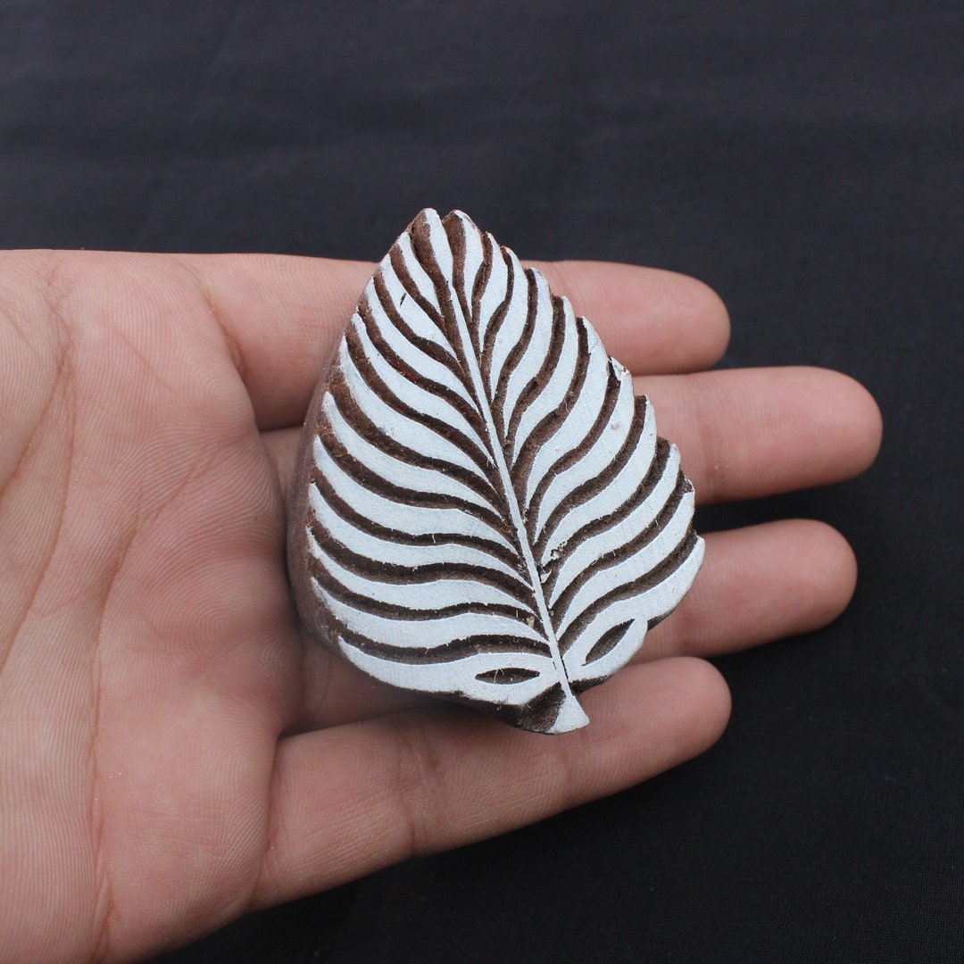 Fern Fabric Block Print Stamp Hand Carved Wooden Stamp Leaf Fabric ...