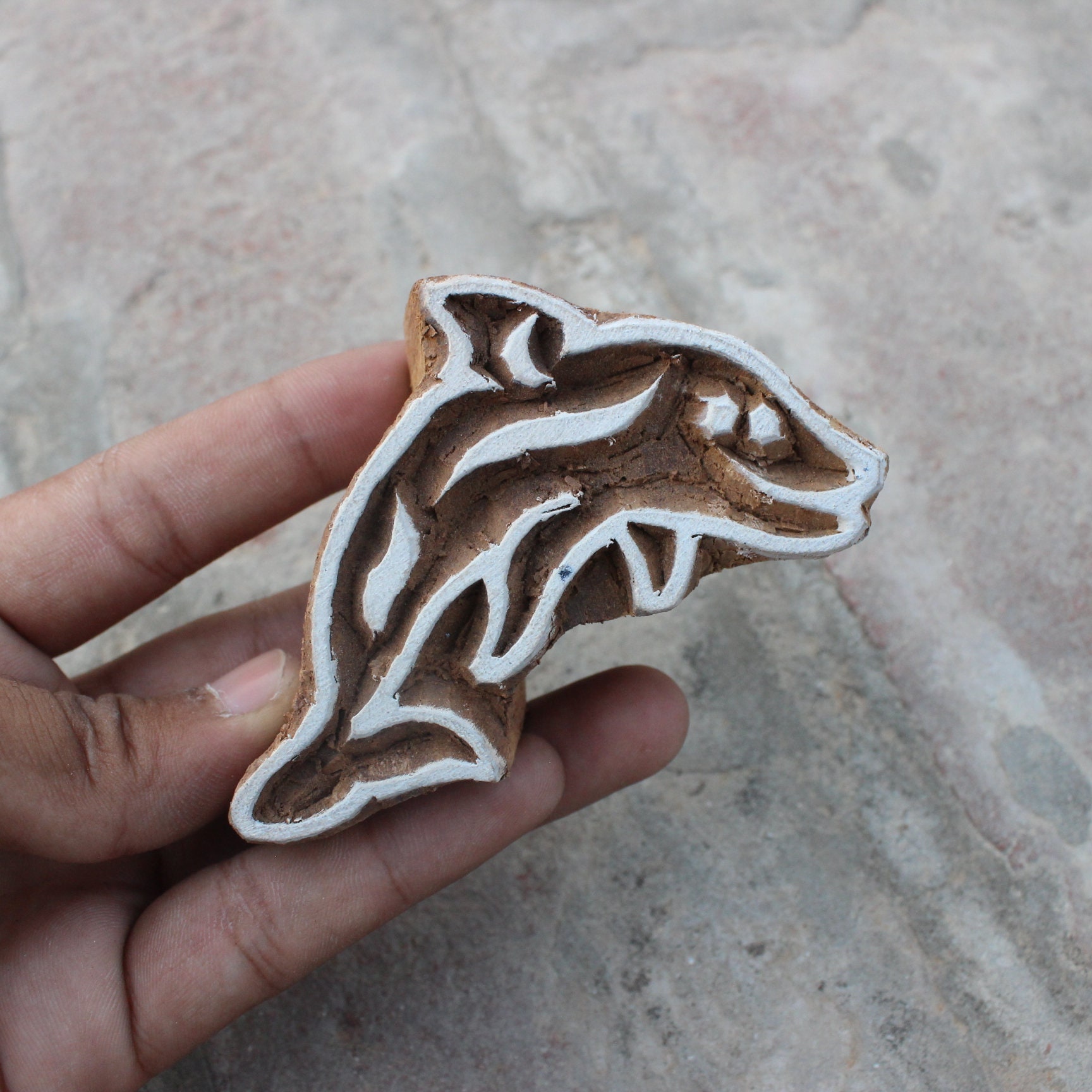 Stamps Indian Hand Carved Wood Block Dolphin Stamp Paper & Party ...