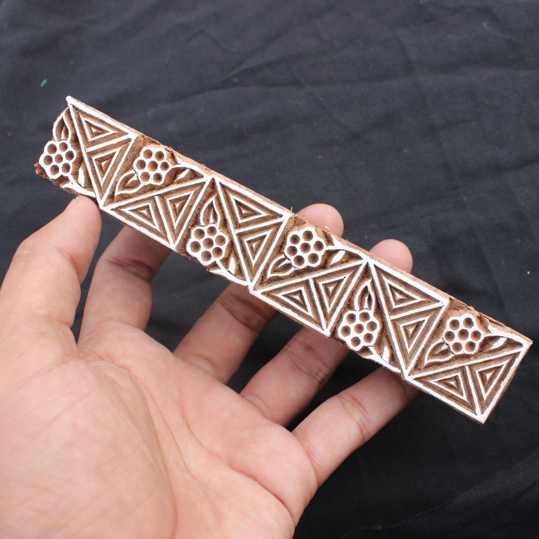 Floral Border Stamp Hand Carved Block Print Stamp Geometric Block Print ...
