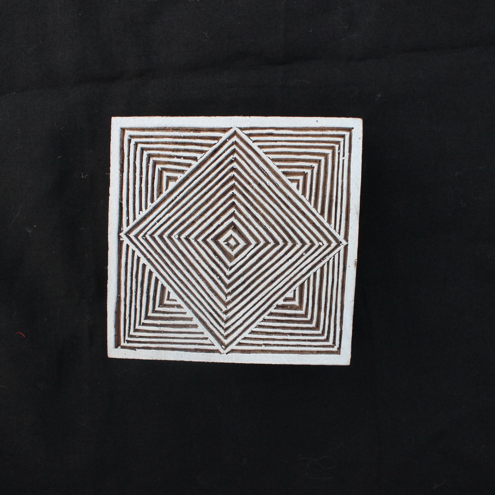 Square Hand Carved Wooden Stamp, Geometric Block Print - Etsy