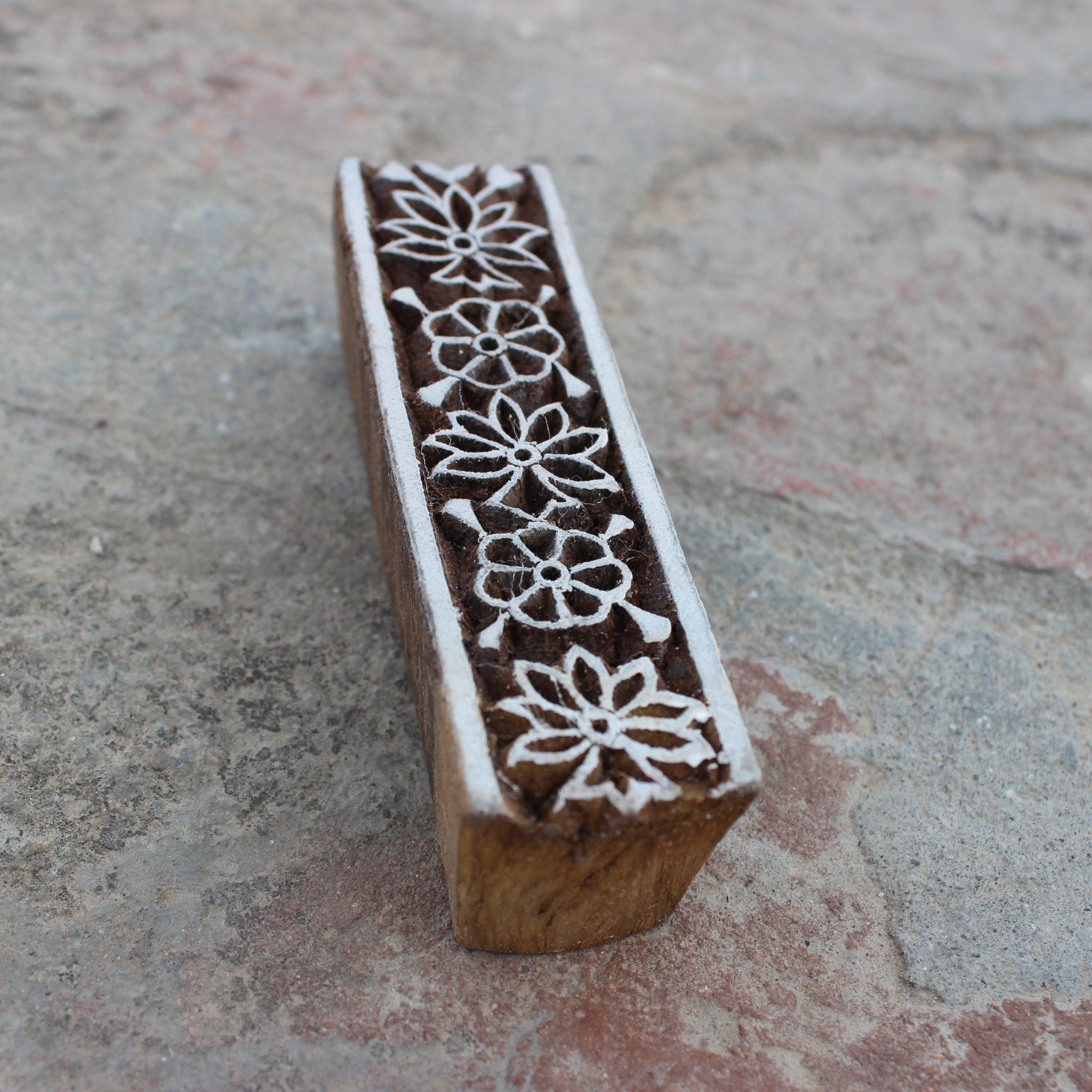 Flower Border Block Print Stamp Floral Border Stamp Carve Block Fabric ...