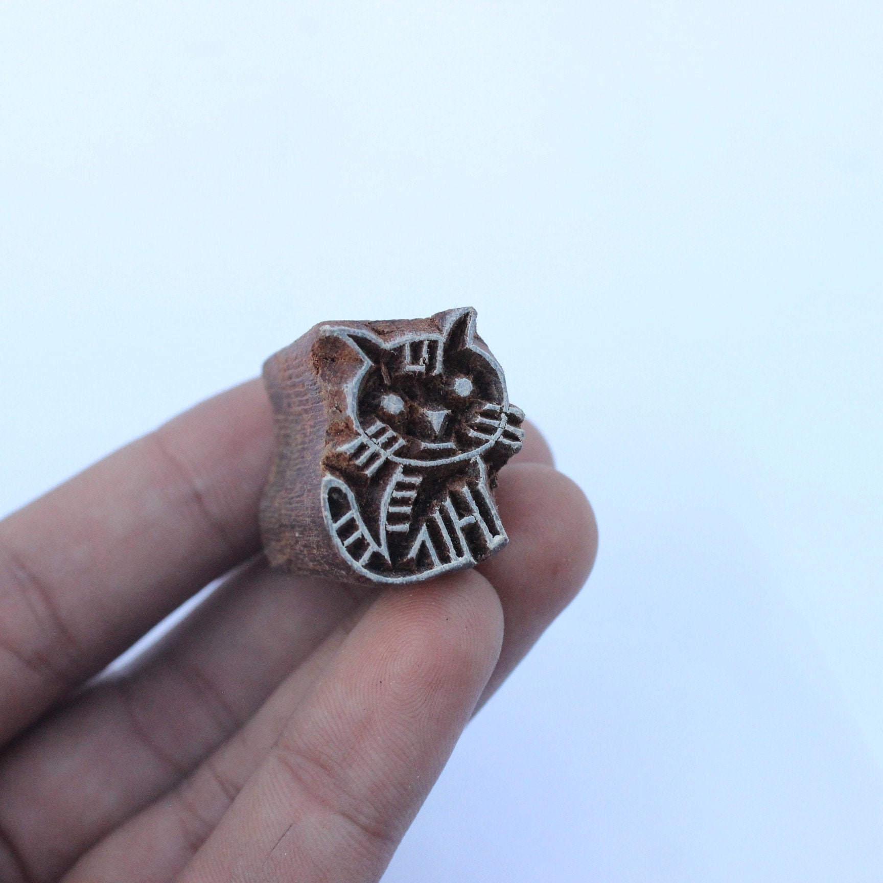 Cat Block Print Stamp Kitty Block Print Stamp Hand Carved Wood | Etsy