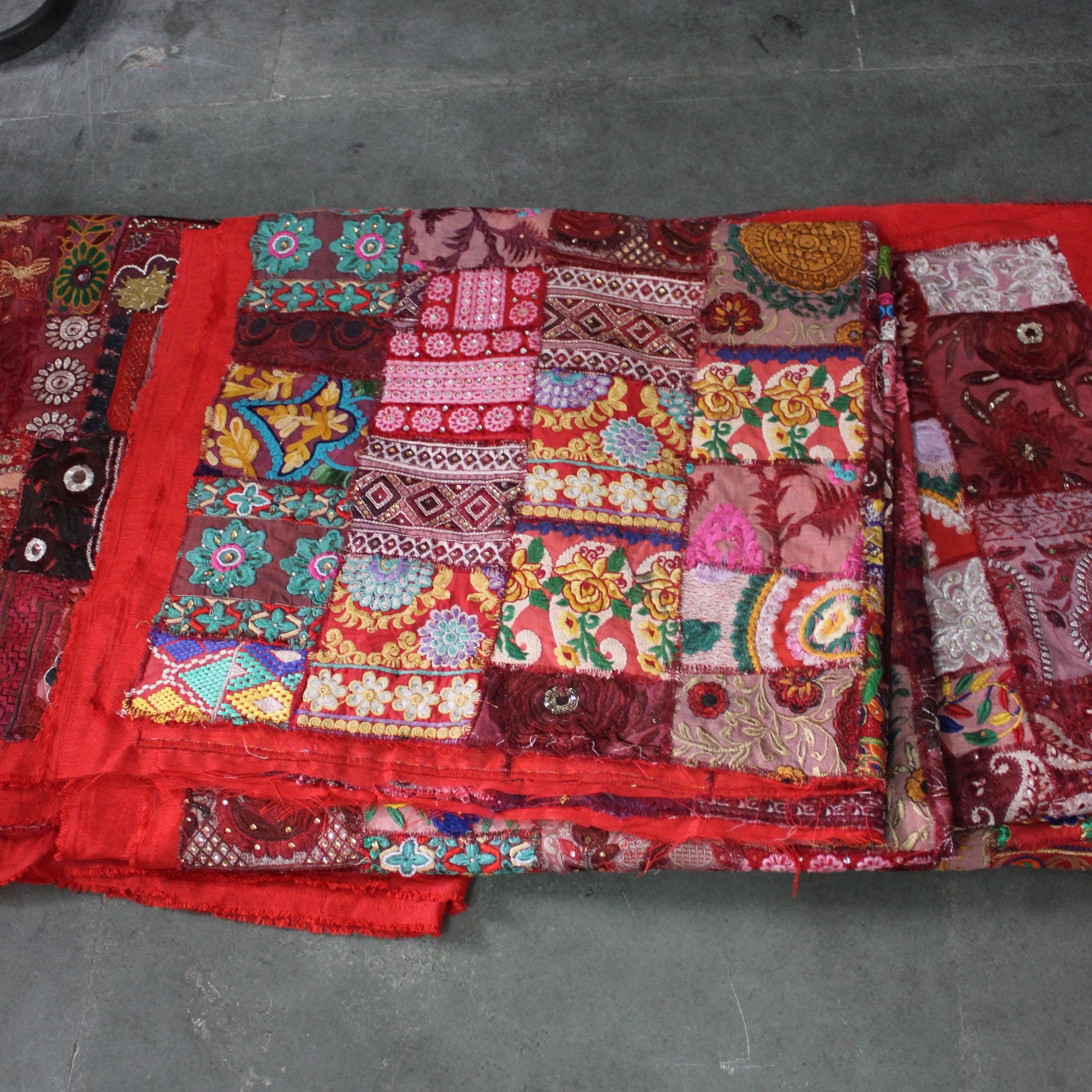 Coral Gypsy Indian Fabric by the Yard Patchwork Fabric Embellished ...
