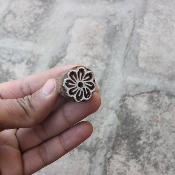 Flower Fabric Block Print Stamp Hand Carved Stamp Floral Wood - Etsy