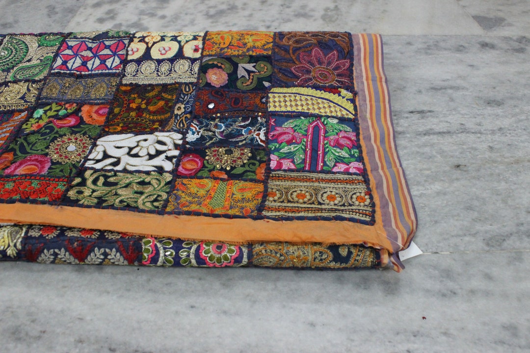 Blue Gypsy Fabric by the Yard Bohemian Indian Fabric Embroidered Indian ...