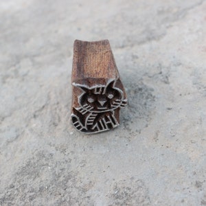 Cat Block Print Stamp Kitty Block Print Stamp Kids Hand Carved Wooden ...