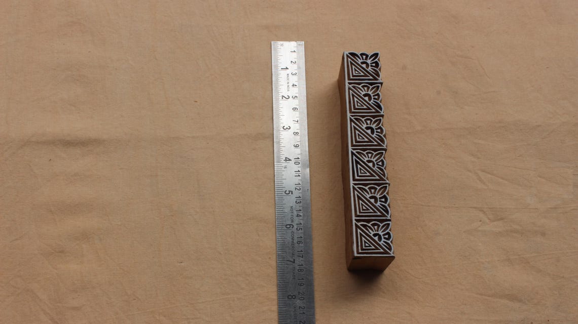 Geometric Wood Block Stamp Wooden Border Block Carve Textile Block for ...