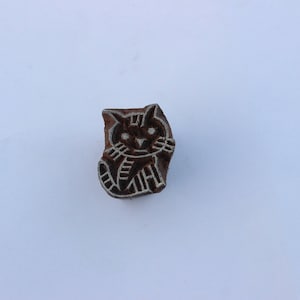 Cat Block Print Stamp Kitty Block Print Stamp Kids Hand Carved Wooden ...