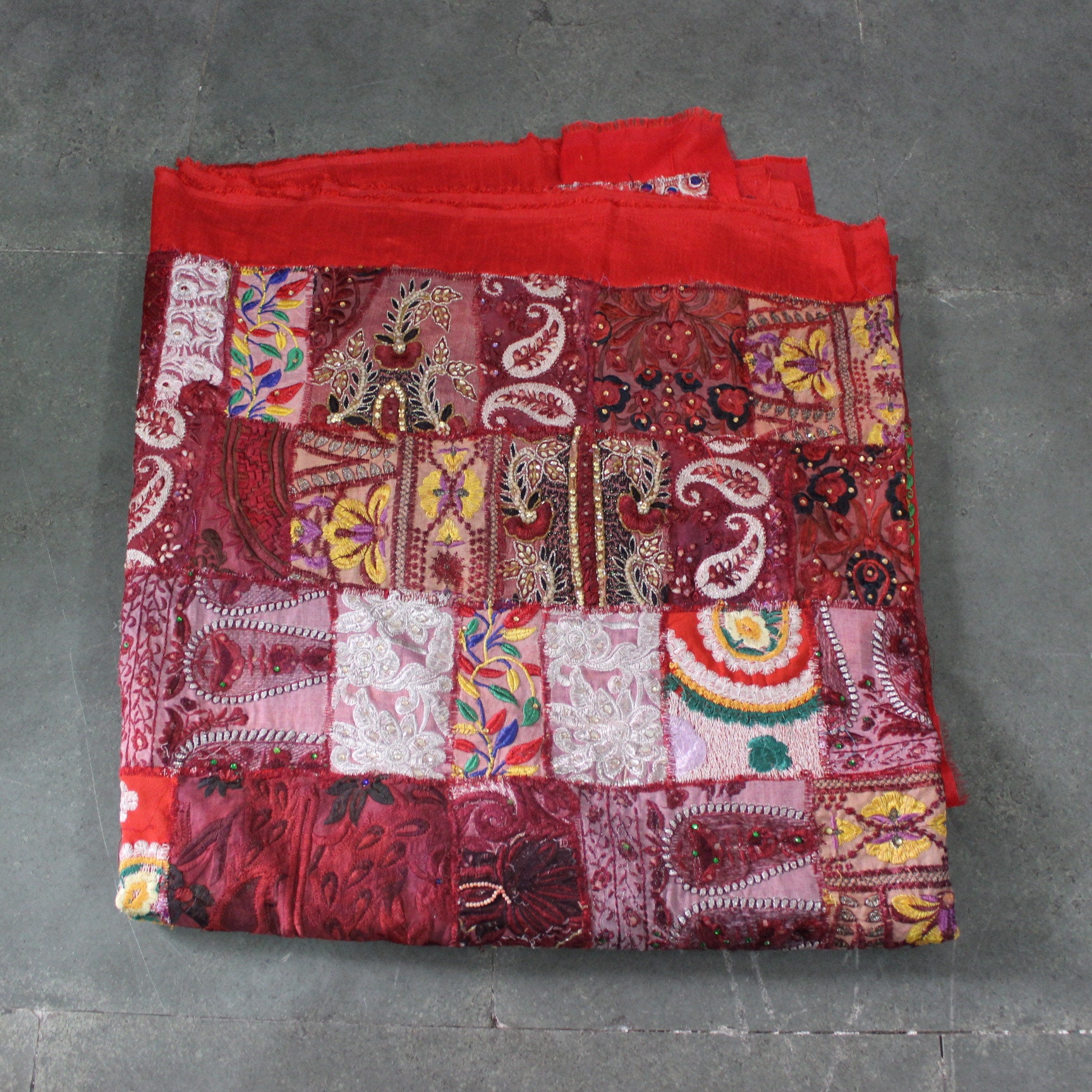 Coral Gypsy Indian Fabric by the Yard Patchwork Fabric Embellished ...