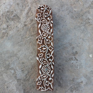 Floral Clay Block Print Stamp Carve Block Fabric Stamp Flower Border ...