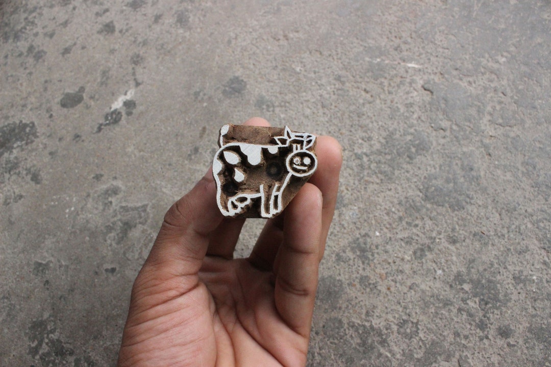 Cow Block Print Stamp, Indian Fabric Printing Block - Etsy