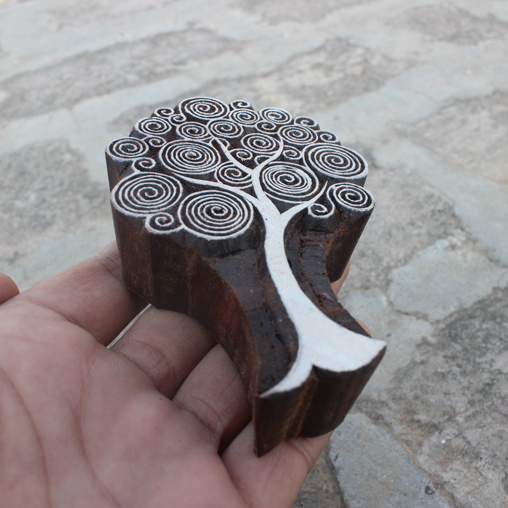 Celtic Tree Wood Block Print Stamp Hand Carved Wooden Fabric - Etsy