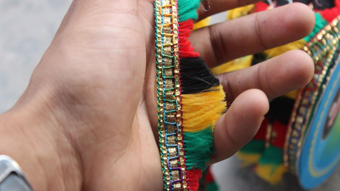 Black Red Fringe Lace Trim by the Yard-multi Colour Gold Indian Laces ...
