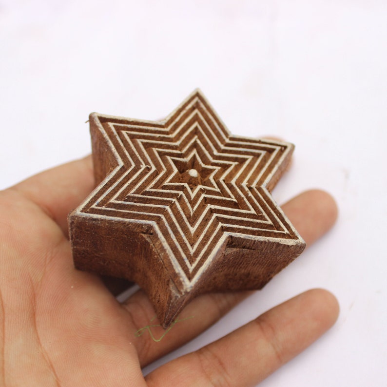 Star Block Print Stamp Carve Block Stamp Hand Carved Textile Block for ...