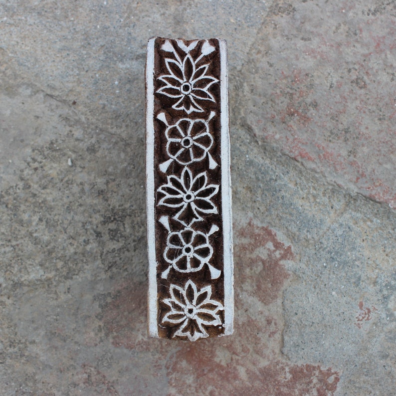 Flower Border Block Print Stamp Floral Border Stamp Carve Block Fabric ...