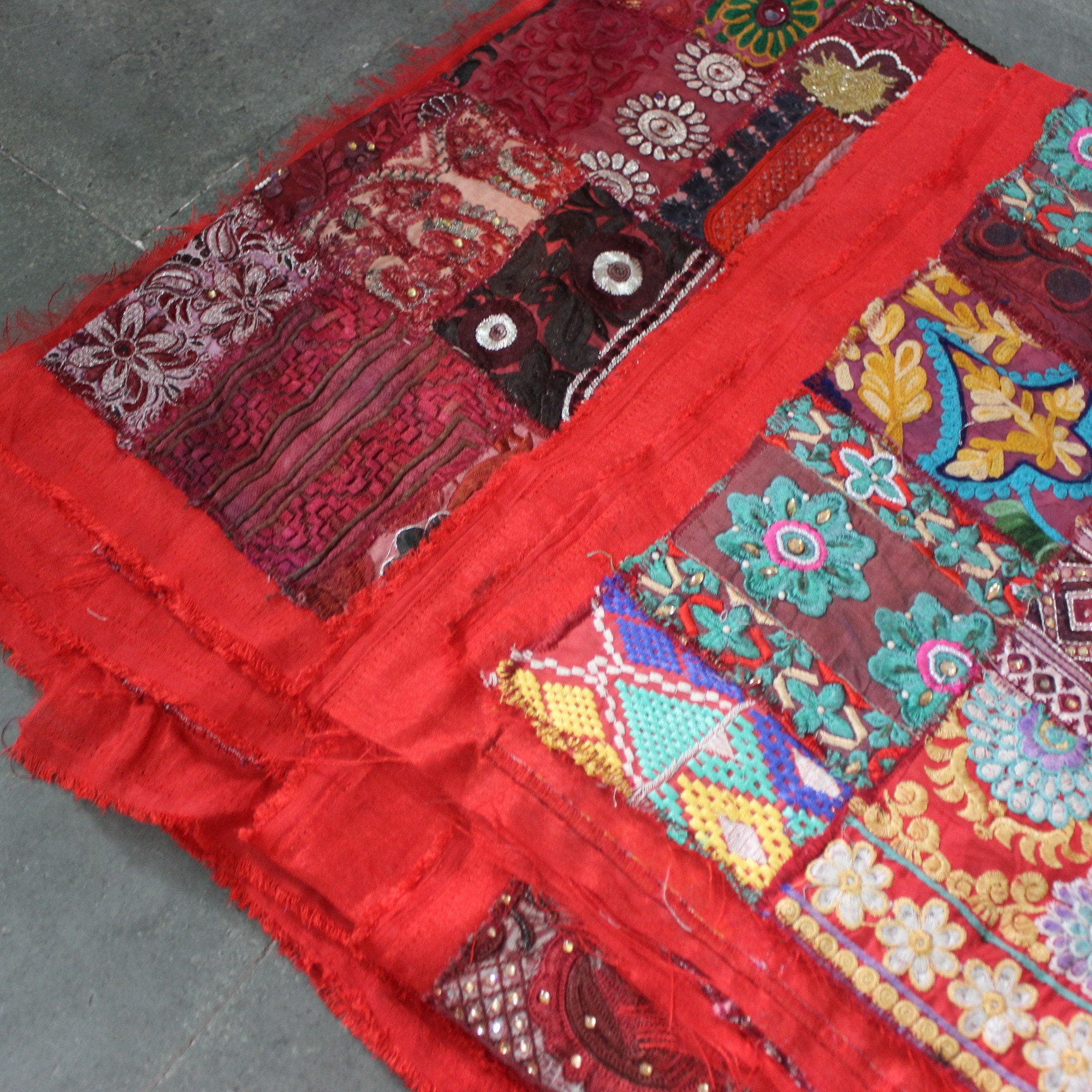 Coral Gypsy Indian Fabric by the Yard Patchwork Fabric Embellished ...
