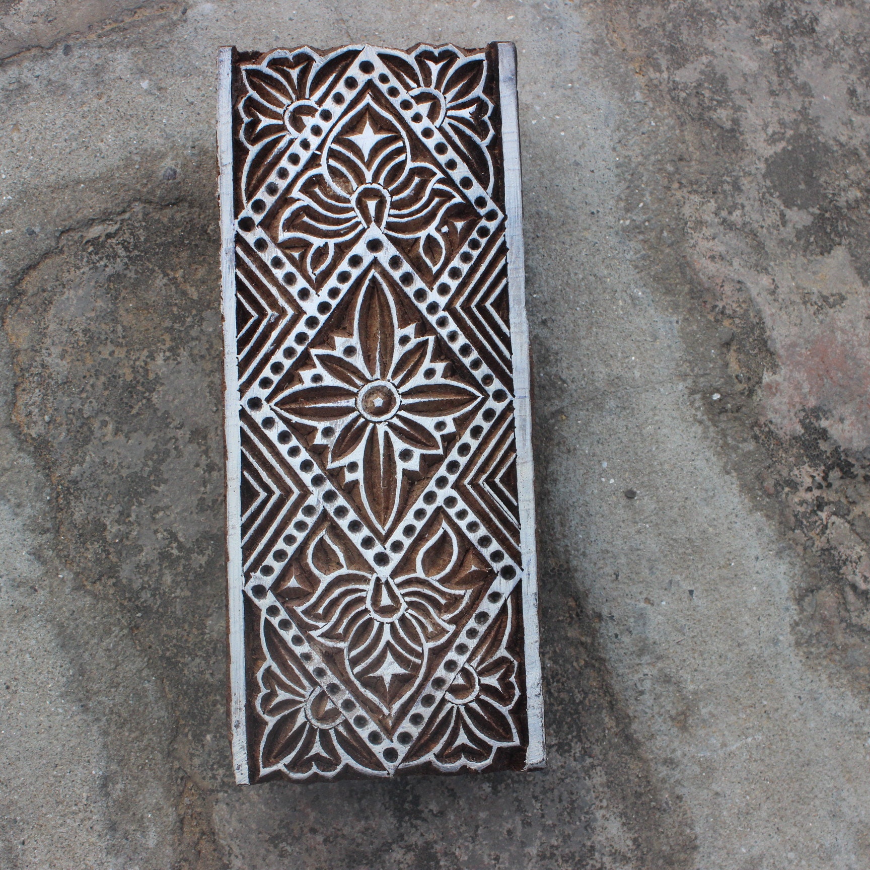 Floral Border Wooden Stamp Carve Handmade Fabric Stamp Indian Block ...