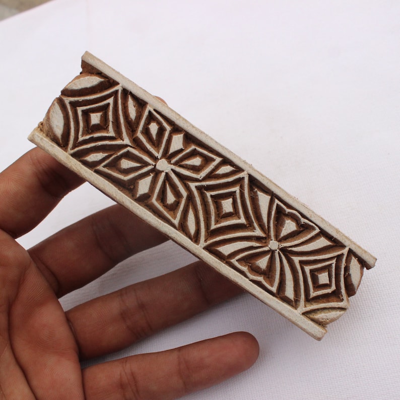 Floral Border Fabric Stamp Hand Carved Block Print Stamp Ethnic Border ...