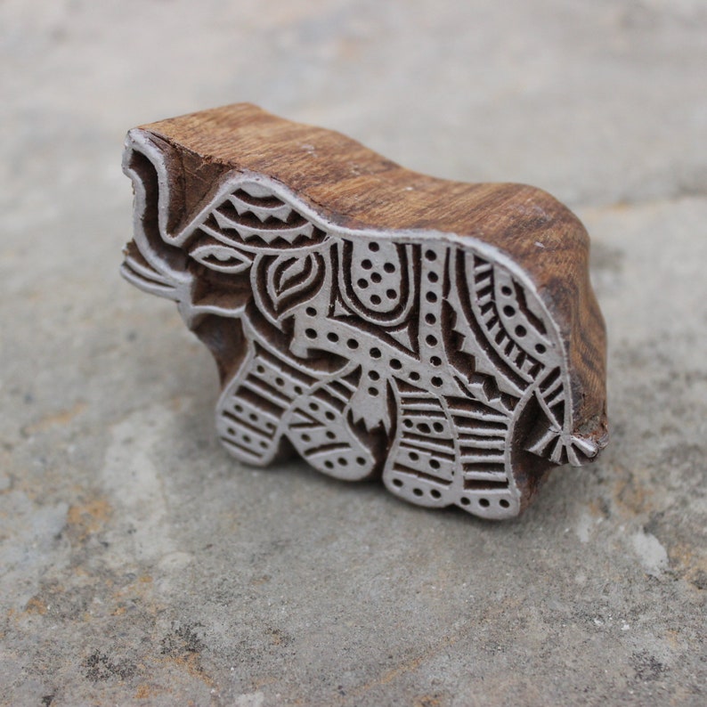 Elephant Fabric Block Print Stamp Indian Wooden Stamp Carve Block Print ...