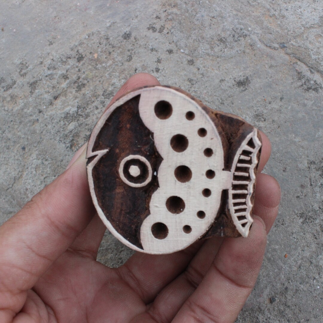 Fish Block Print Stamp Hand Carved Block Print Stamp Aquatic Block ...