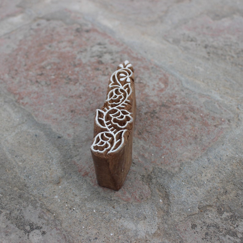 Finger Border Stamp Hand Carved Wood Block Stamp Floral Border - Etsy