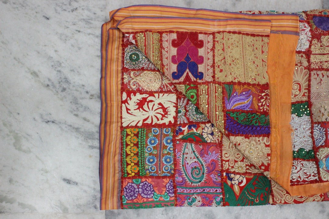 Red Gypsy Indian Textile Fabric by the Yard Recycled Fabrics ...