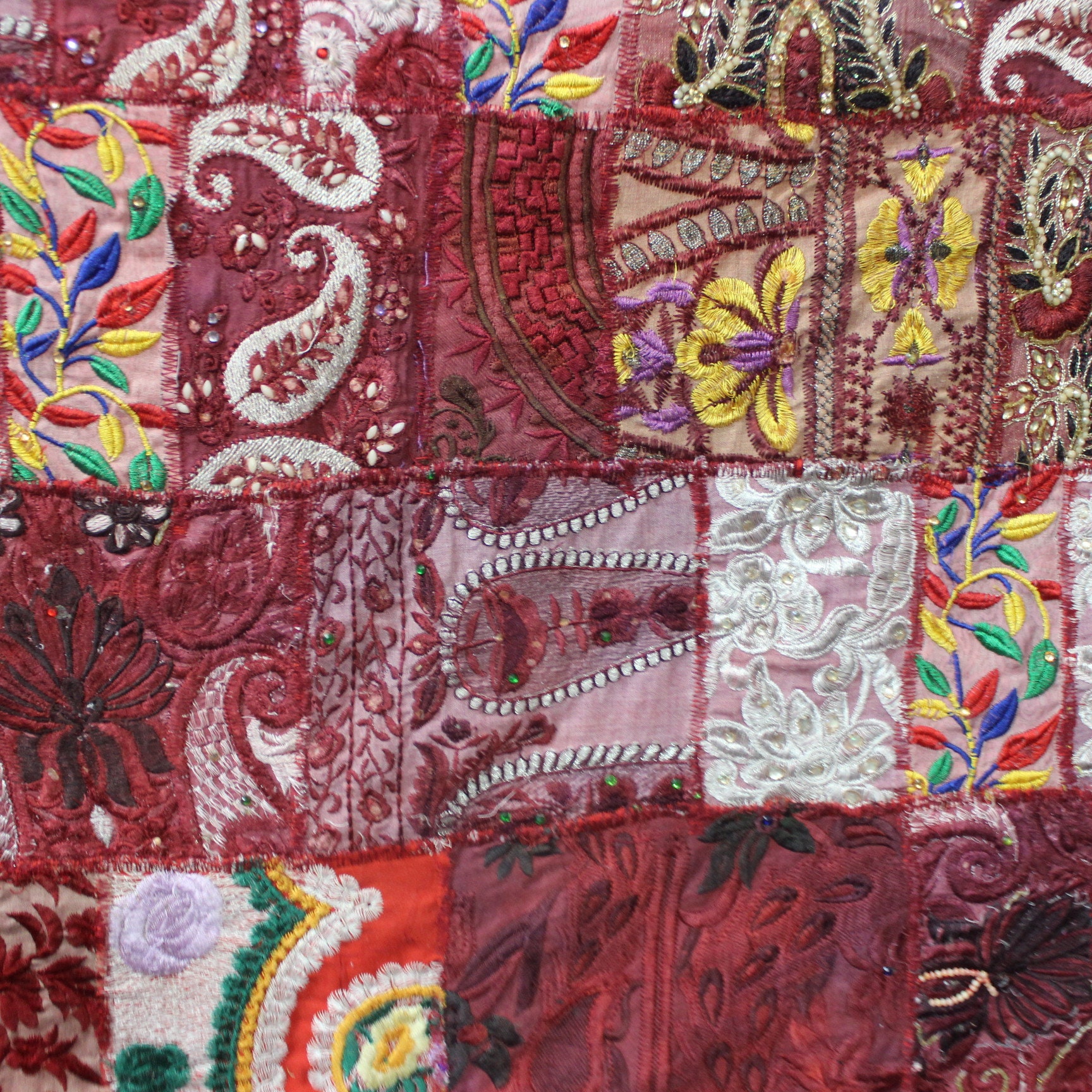 Coral Gypsy Indian Fabric by the Yard Patchwork Fabric Embellished ...