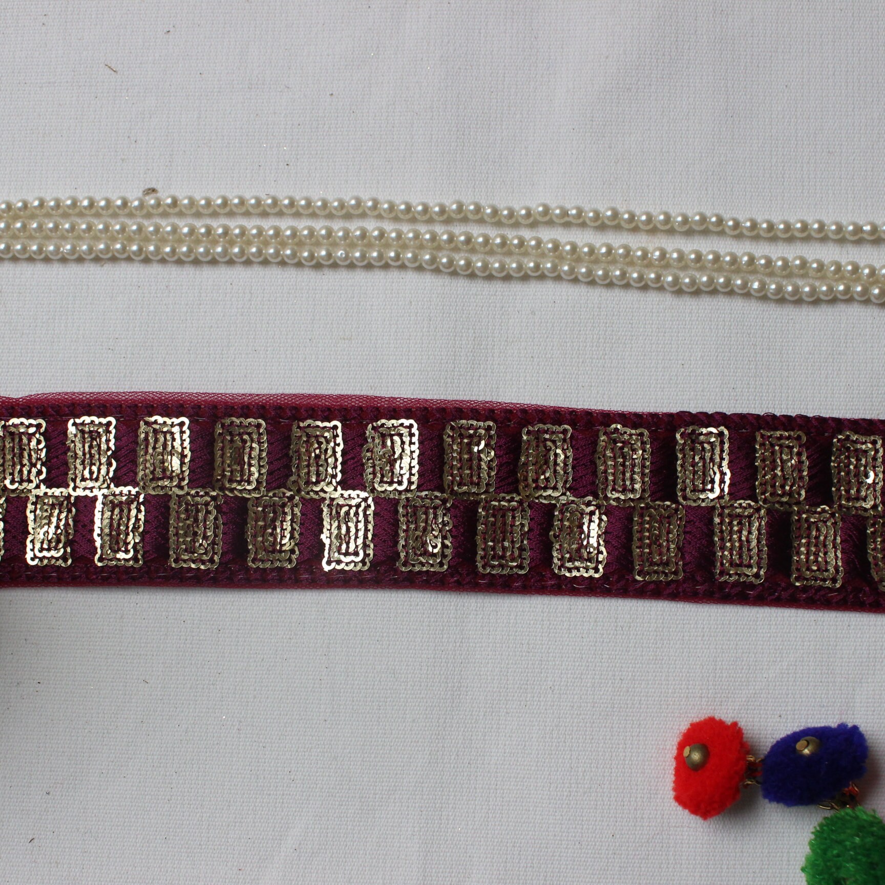 Gold Indian Border Trim Sequin Thread Work Trim Lace Geometric | Etsy India