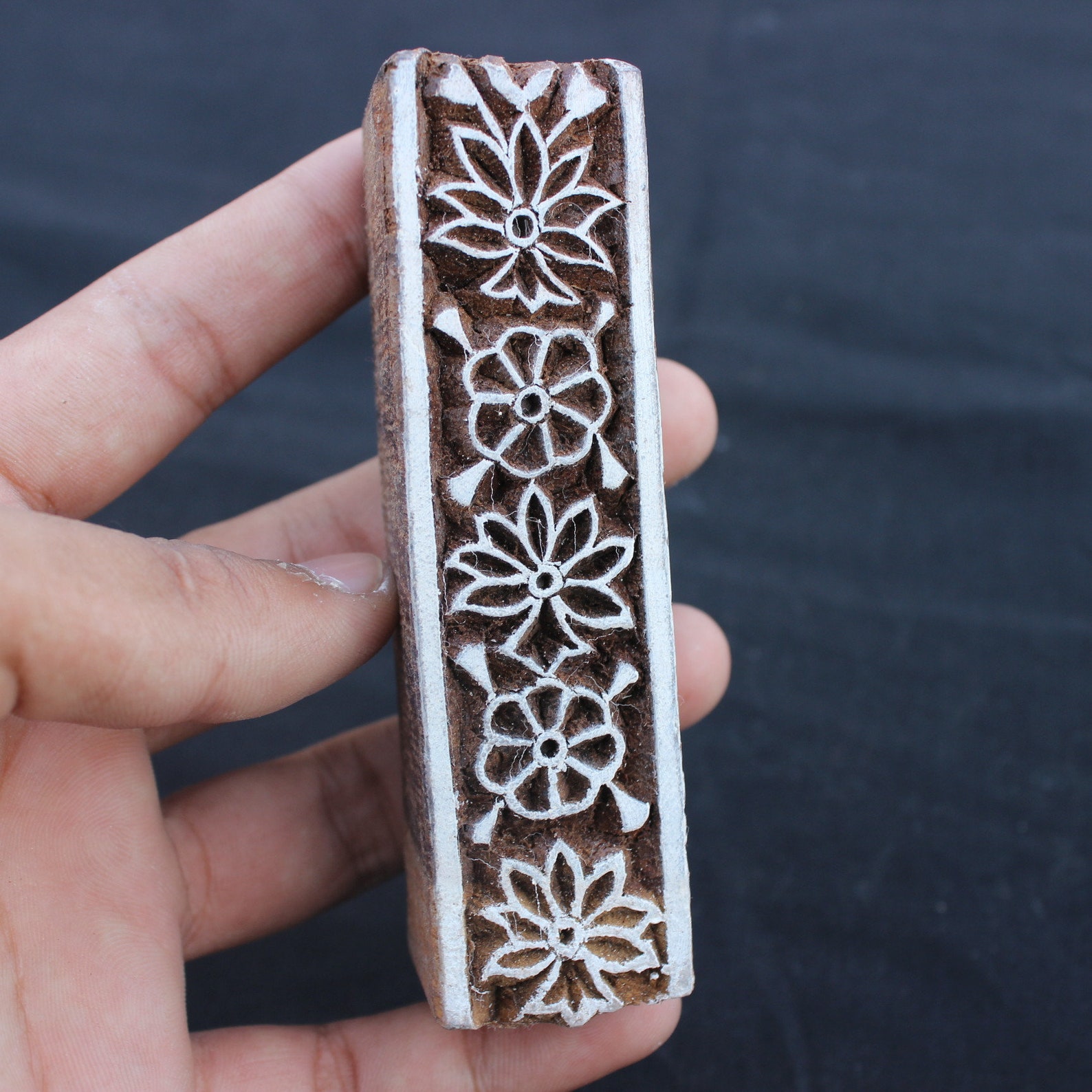 Flower Border Block Print Stamp Floral Border Stamp Carve Block Fabric ...