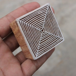 Hand Carved Square Wood Block Stamp, Geometric Textile Printing - Etsy